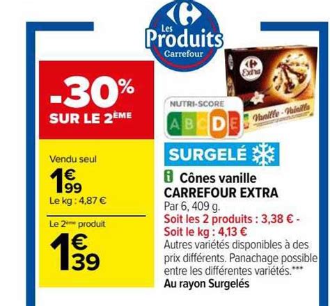 Promo Cônes Vanille Carrefour Extra Chez Carrefour Icataloguefr