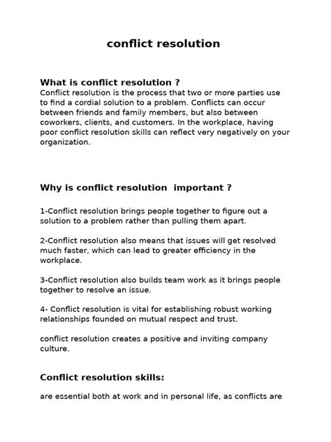 conflict resolution | PDF | Conflict Resolution | Human Communication