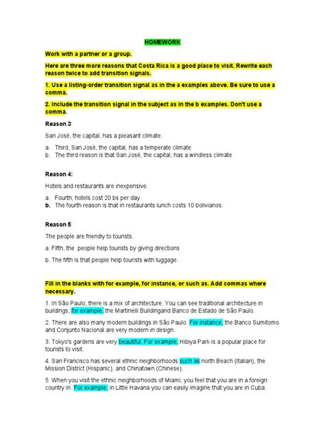 Transition Signals With Reasons Pdf