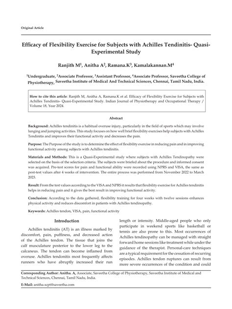 Pdf Efficacy Of Flexibility Exercise For Subjects With Achilles