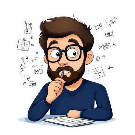 Student Solving Science Problems In Cartoon Style Stock Illustration