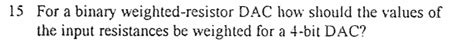 Solved For A Binary Weighted Resistor Dac How Should The