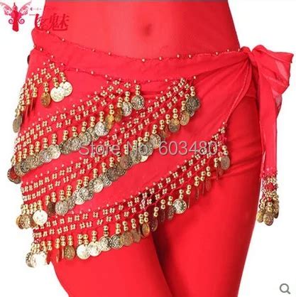 Women S Belly Dance Gypsy Coin Skirt Waist Chain Indian Clothing Dance Hip Scarf Tribal Gold