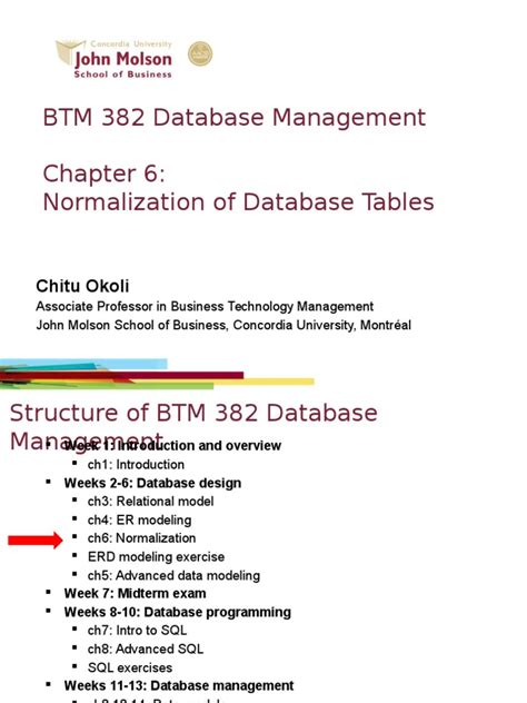 database management ch 06 normalization pdf relational database