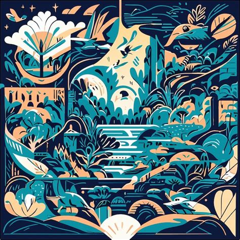 Premium Vector Abstract Odyssey Navigating The Surreal Flat Doodle