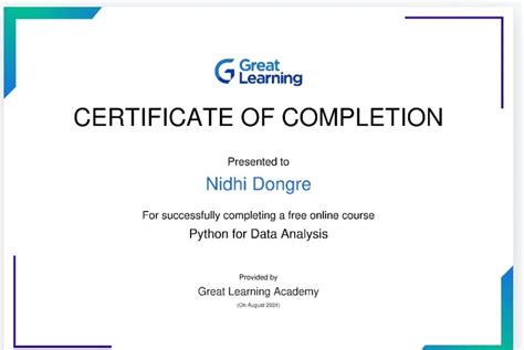 Completed Python For Data Analysis Course Nidhi Dongre Posted On The