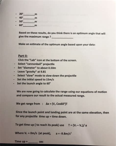 Solved Motion In 2 Dimensions Projectile Motion Simulation