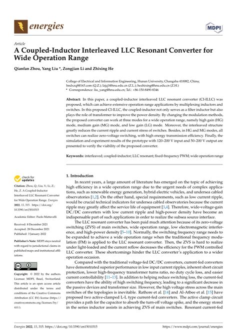 Pdf A Coupled Inductor Interleaved Llc Resonant Converter For Wide Operation Range