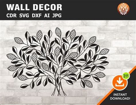 Tree Decorative Wall Decor Laser Cut Template Wall Decor Etsy