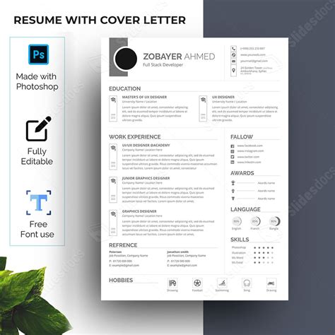 Resume Letter Cv Female Portfolio Infographic Minimalist Modern Elegant