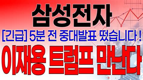 삼성전자 필수시청 긴급 분전 중대발표 떴습니다 이재용 트럼프 만난다 YouTube