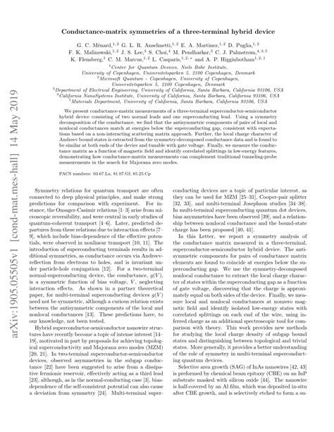 Pdf Conductance Matrix Symmetries Of A Three Terminal Hybrid Device