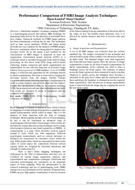 Pdf Performance Comparison Of Fmri Image Analysis Techniques Bipan