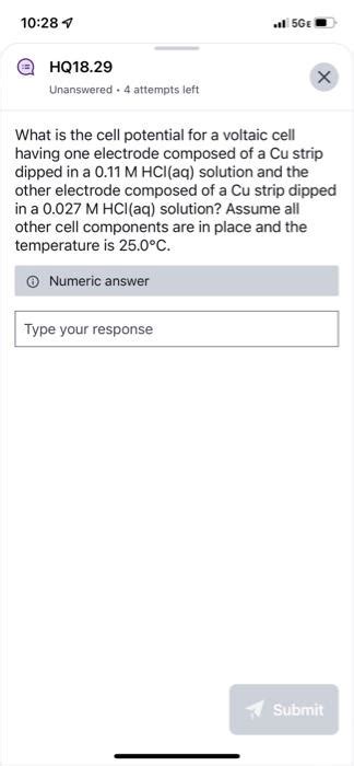 Solved What Is The Cell Potential For A Voltaic Cell Having