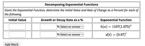 Decomposing Exponential Functions Given The