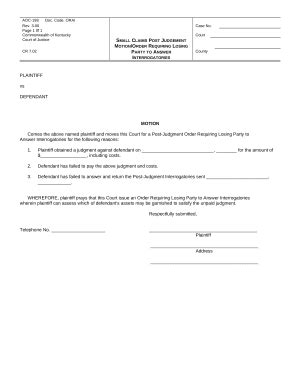 Small Claims Post Judgment Doc Template PdfFiller