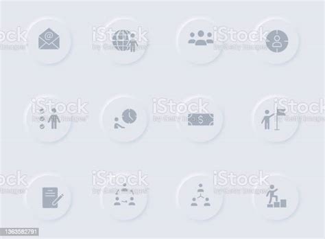 둥근 고무 버튼에 회색 벡터 아이콘을 헤드 헌팅 웹 모바일 앱 Ui 디자인 및 프로모션 비즈니스 폴리그래피용 헤드헌팅 아이콘 세트 개념에 대한 스톡 벡터 아트 및 기타