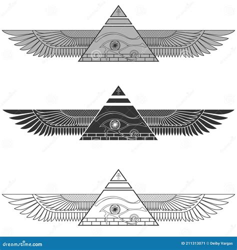 Winged Pyramid Silhouette With Eye Of Horus Stock Vector Illustration