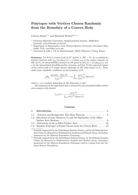 Pdf Polytopes With Vertices Chosen Randomly From The Boundary Of A