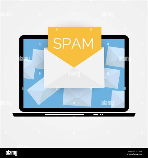 Envelope With Spam Spam Email Warning Window On Laptop Screen