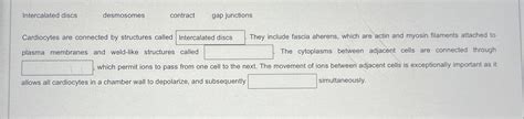 Solved Intercalated Discs Desmosomes Contract Gap