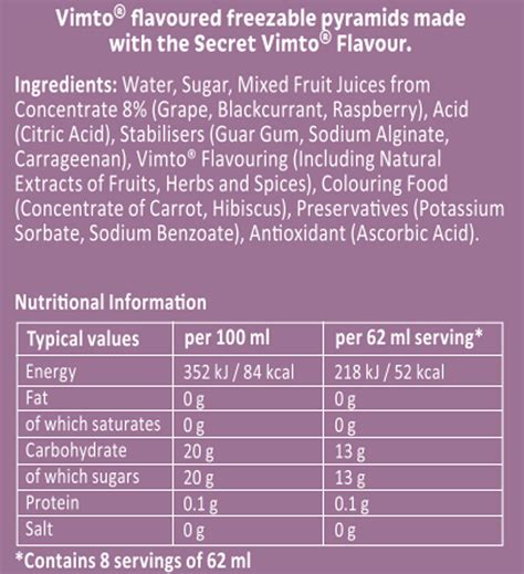 Vimto ® Pyramids 8 Pk 1 X 6 X 8 X 62ml