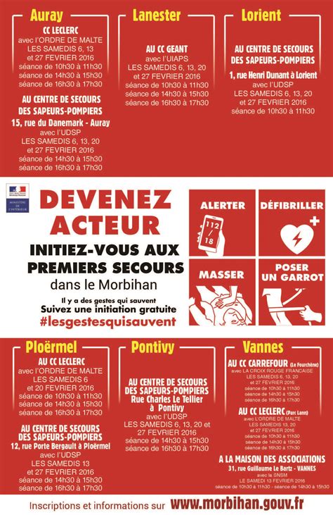 Sinitier Aux Gestes Qui Sauvent Sdis 56 Sapeurs Pompiers Du