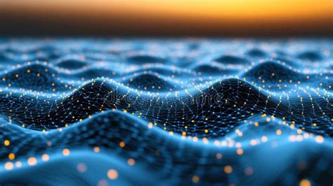 Waves Of Interconnected Digital Nodes Create A Futuristic Network