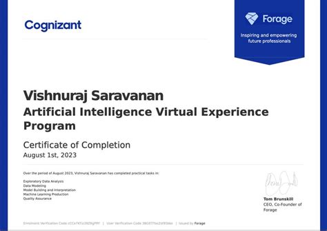 Vishnuraj Saravanan On Linkedin Forage Cognizant