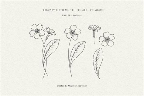 February Birth Month Flower Primrose Flower Svg Flower Tattoo Sleeve