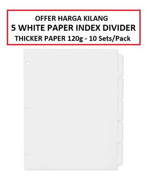 5 White Paper Index Divider La Stationery