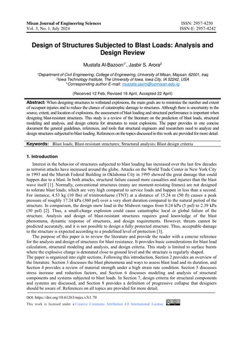 Pdf Design Of Structures Subjected To Blast Loads Analysis And Design Review