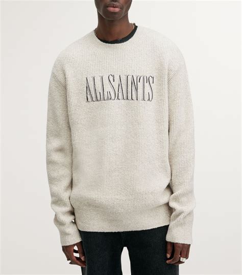 Mens Allsaints White Cotton Blend Ribbed Carson Sweater Harrods Uk