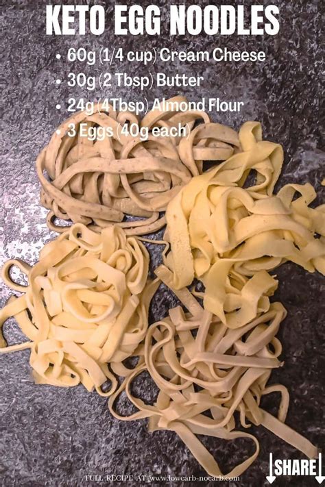 The Ingredients For Keto Egg Noodles Are Displayed On A Table With Text