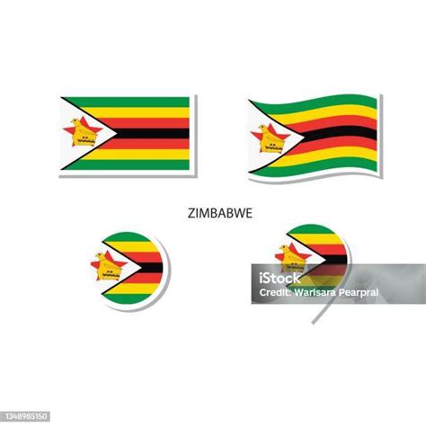 짐바브웨 플래그 로고 아이콘 세트 사각형 플랫 아이콘 원형 모양 플래그마커 0명에 대한 스톡 벡터 아트 및 기타 이미지 0명 국가 지리적 지역 국기 Istock