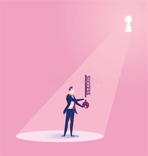 Vector Illustration Business Success Conceptbusinessman Holding Key