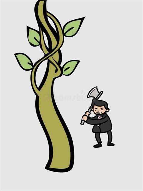 Businessman Wit Axe Cutting Giant Tree Stock Vector Illustration Of