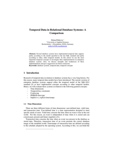 Pdf Temporal Data In Relational Database Systems A Comparison