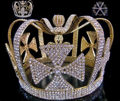 The Mardi Gras Royal Gold Rhinestone Full Mens King Crown Crowndesigners
