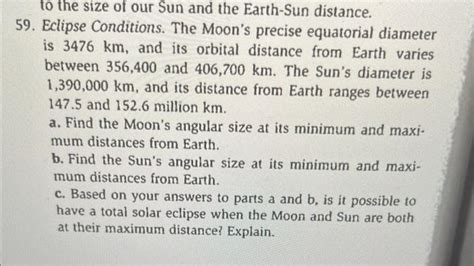 Solved 59 Eclipse Conditions The Moons Precise Equatorial