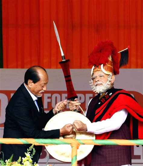 Prime Minister Narendra Modi Being Felicitated By Nagaland Cm