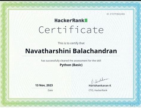 Hackerrankcertified Codingachievement Pythonprogramming Programming Navatharshini