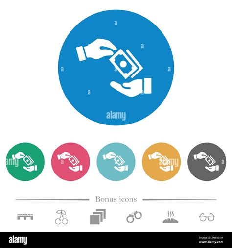 Salary Flat White Icons On Round Color Backgrounds 6 Bonus Icons Included Stock Vector Image