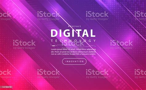 디지털 기술 배너 핑크 보라색 배경 개념 기술 조명 효과 추상 기술 혁신 미래 데이터 인터넷 네트워크 Ai 빅 데이터 선 점 연결 그림 벡터 0명에 대한 스톡 벡터 아트 및