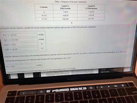 Solved Assuming Ideal Behavior Consider A Mixture With