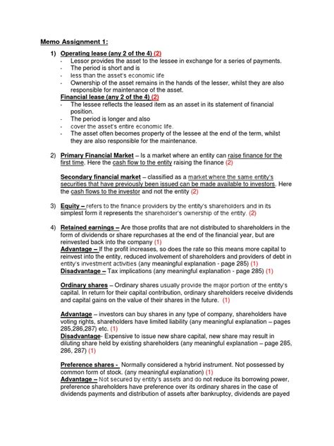 Su5 Assignment Memo Pdf Stocks Dividend