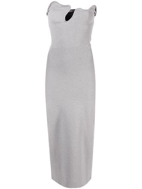 Christopher Esber Grey Strapless Midi Dress Browns