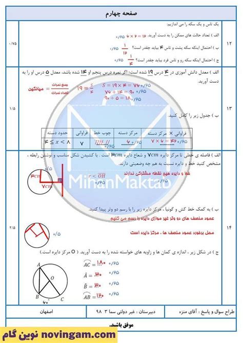 نمونه سوال نوبت دوم ریاضی هشتم ⭐️ [ بهترین و کامل ترین نمونه سوال ]