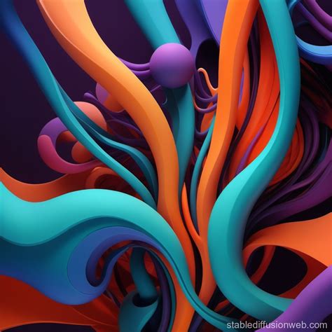 Vibrant 3d Mage Assemblage With Organic Forms Stable Diffusion Online