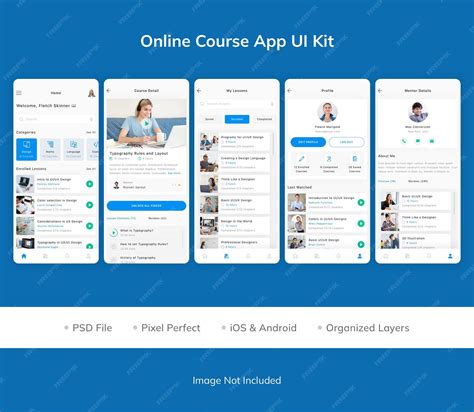 premium psd online course app ui kit